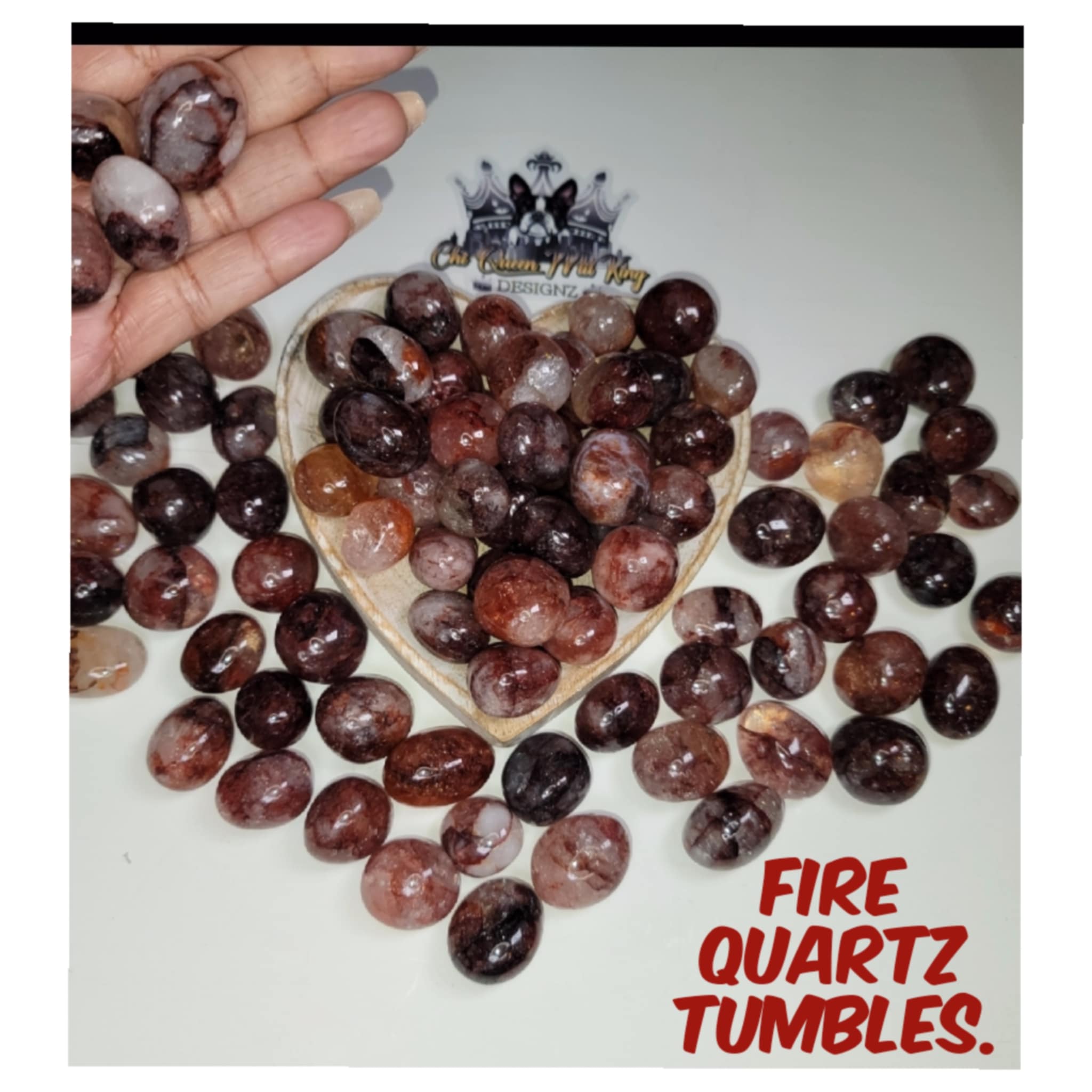 One (1 ) Tumble - Hematoid Fire ( Fire Quartz) – Chi Queen Mil King Designz